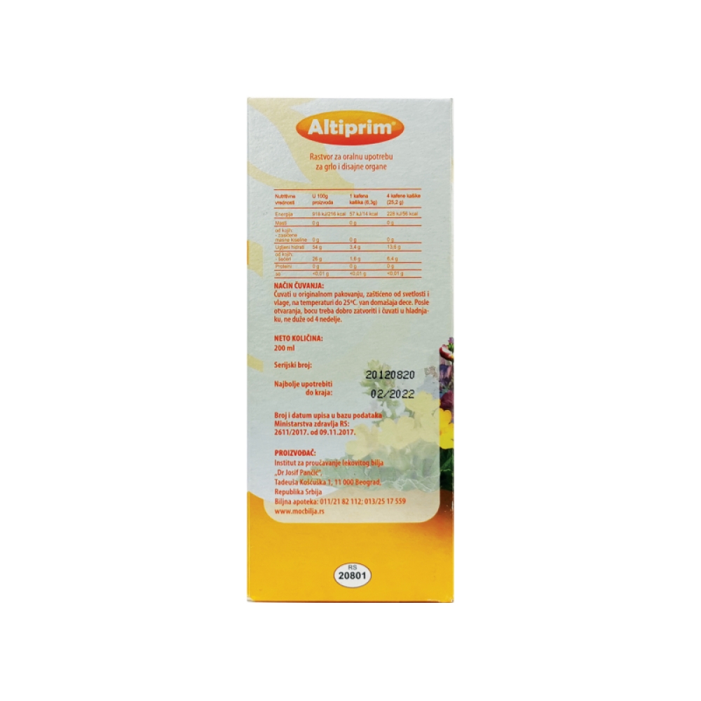 Altiprim® sirup 200ml | Markfarm apoteka