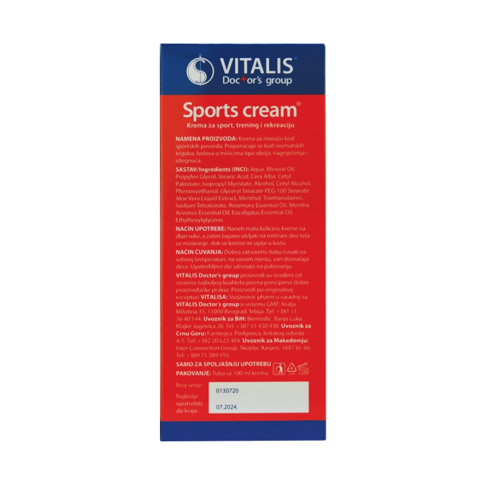 Vitalis® Sports Cream 100ml | Markfarm apoteka