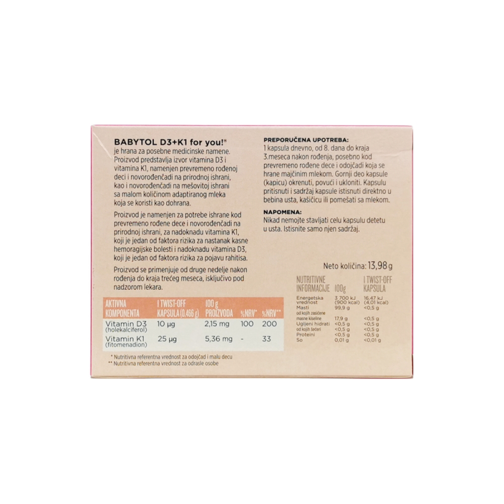 Babytol D3+K1 for you® 30 twist-off kapsula | Markfarm apoteka