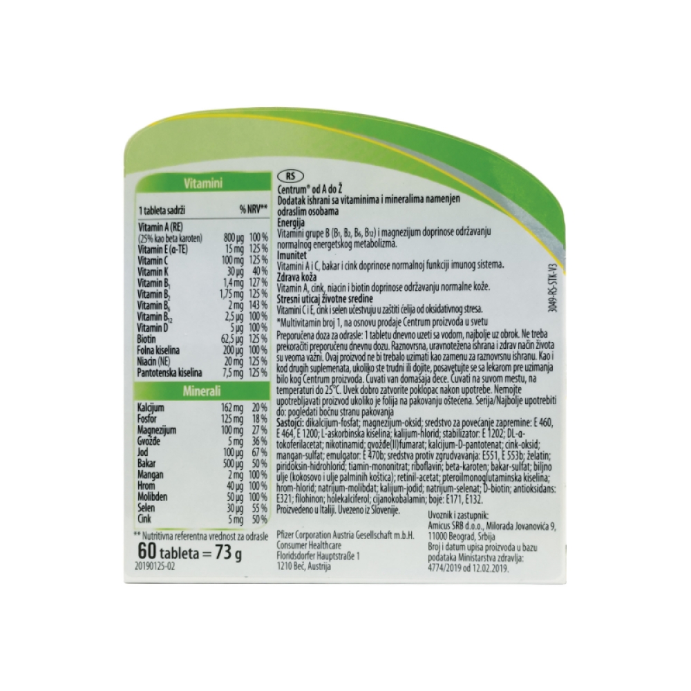 Centrum® A-Ž 60 tableta - multivitamin - povoljna cena | Markfarm apoteka