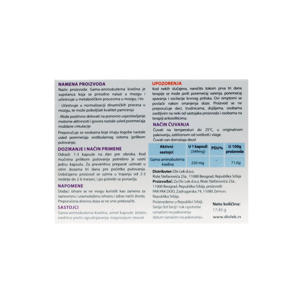 Magma Gaba 250 mg 50 kapsula | Markfarm apoteka