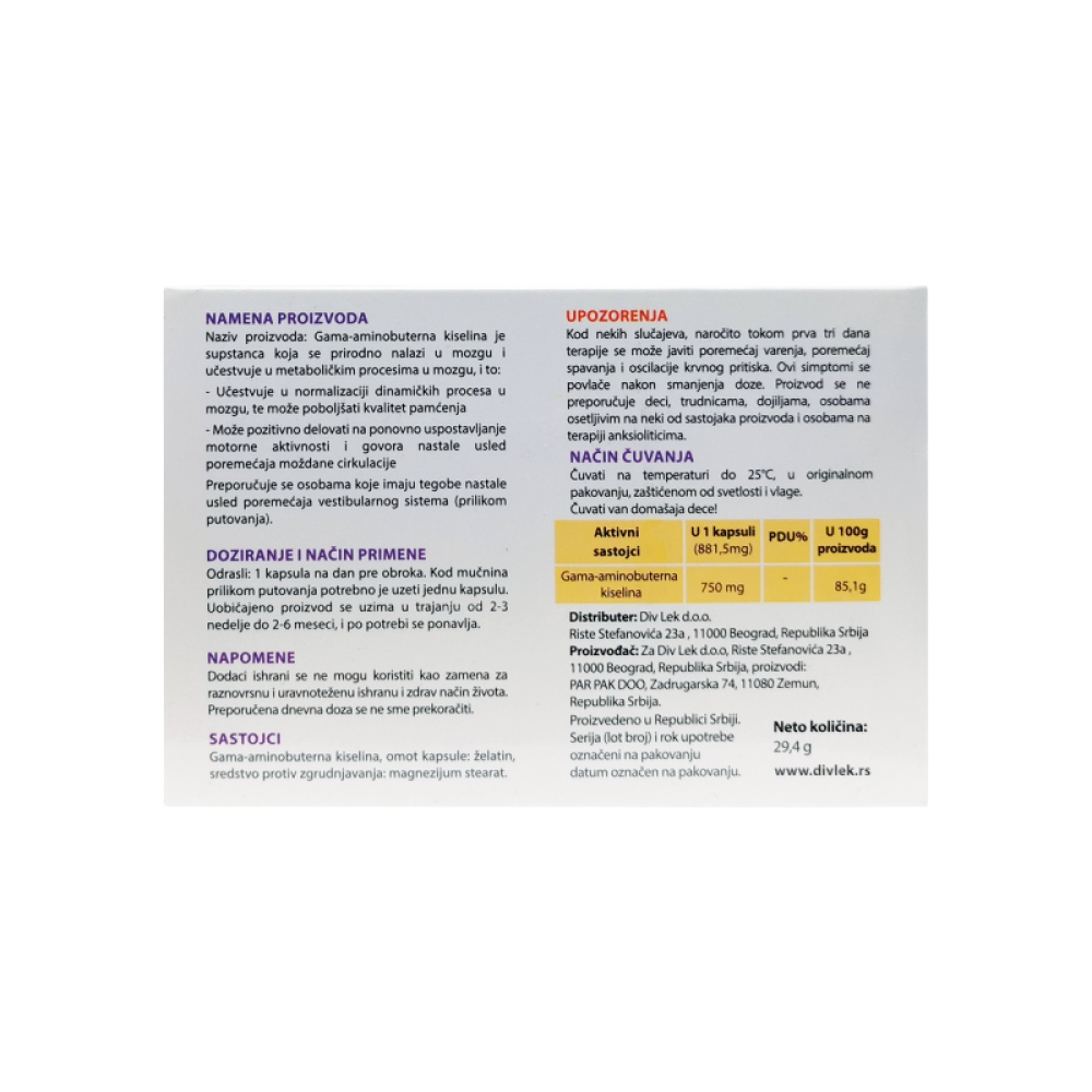 Magma Gaba Forte 750 mg 30 kapsula | Markfarm apoteka