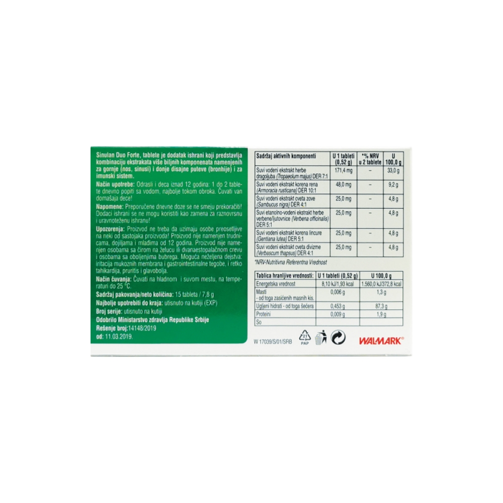 Sinulan Forte Duo 15 tableta | Markfarm apoteka