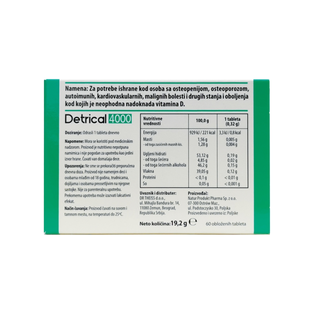 Detrical 4000 60 obloženih tableta | Markfarm apoteka