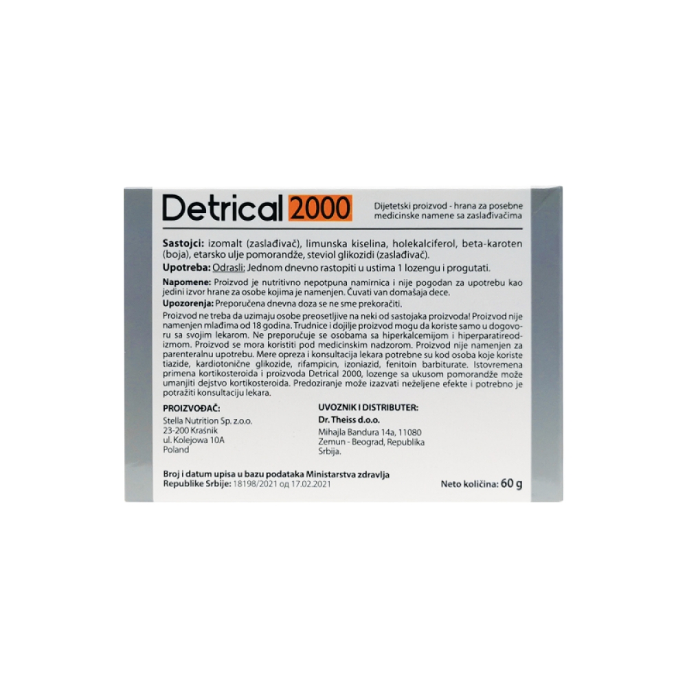 Detrical 2000 24 lozenge sa ukusom pomorandže | Markfarm apoteka