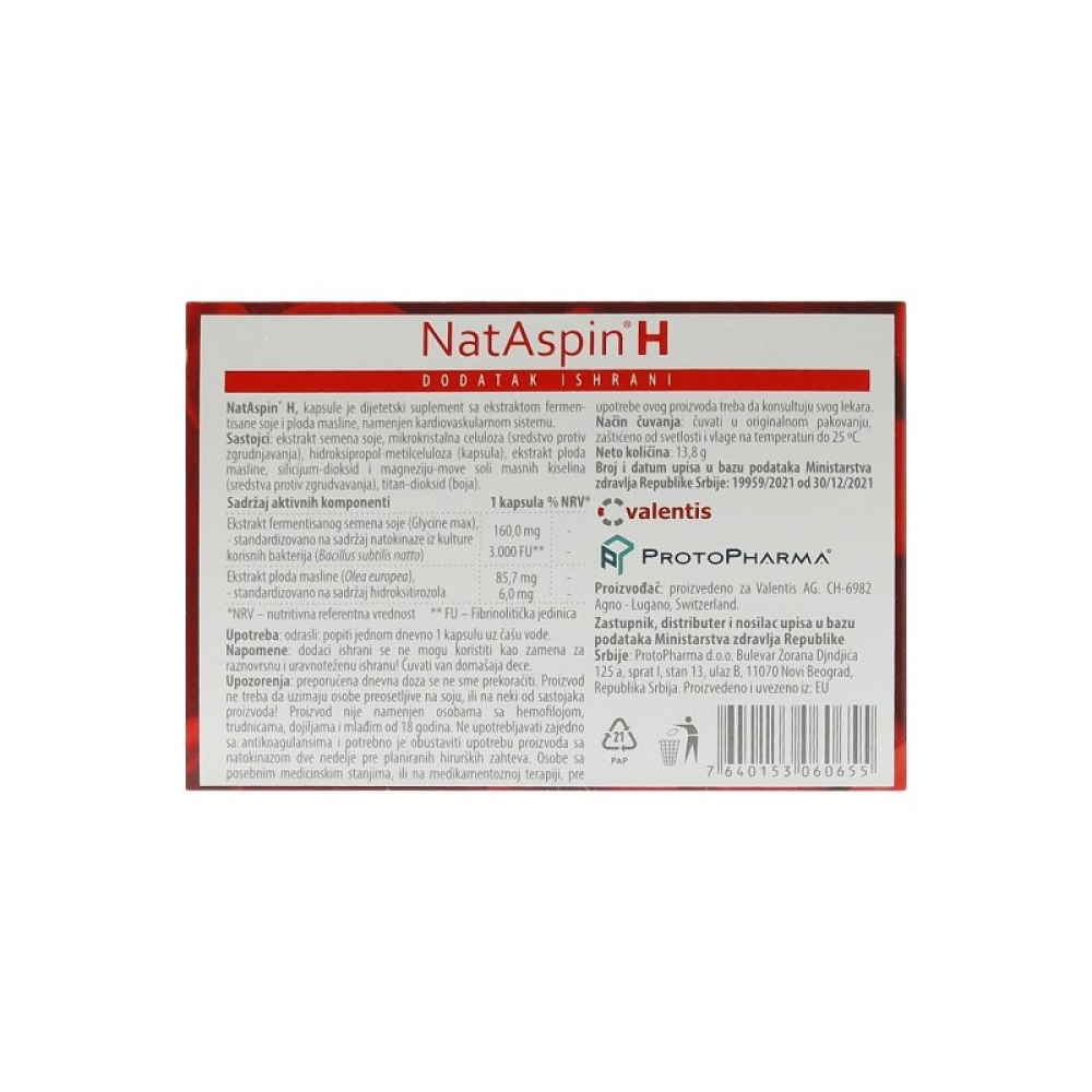 NatAspin®H 30 kapsula | Markfarm apoteka