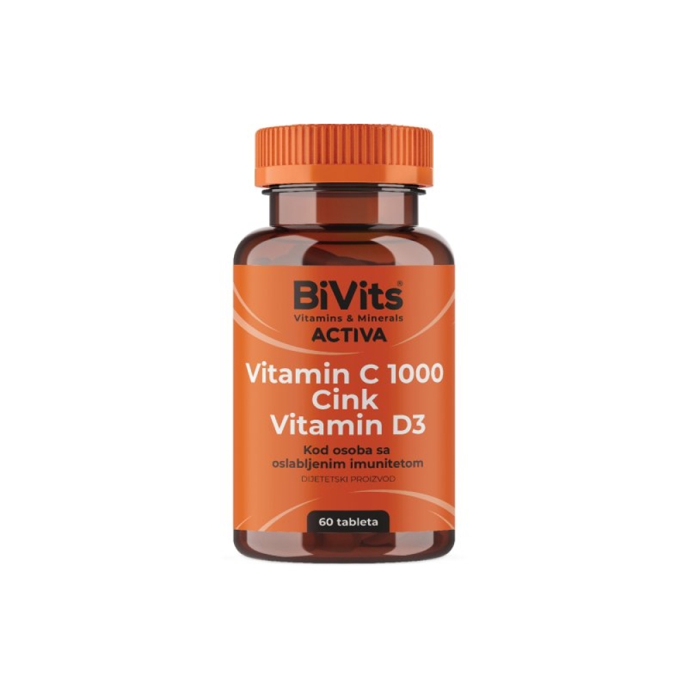 BiVits® ACTIVA Vitamin C, Cink i vitamin D3 60 tableta | Markfarm apoteka