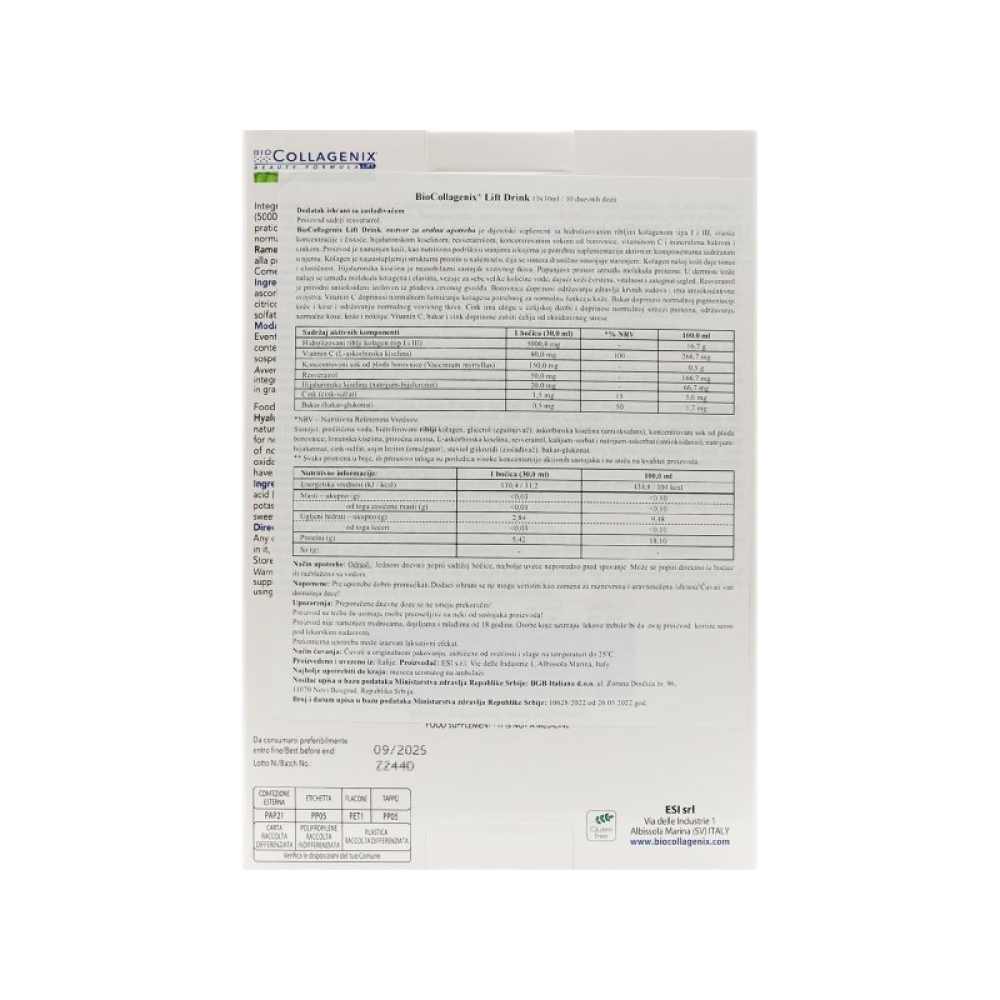 Biocollagenix Lift Drink 10 x 30 ml | Markfarm apoteka